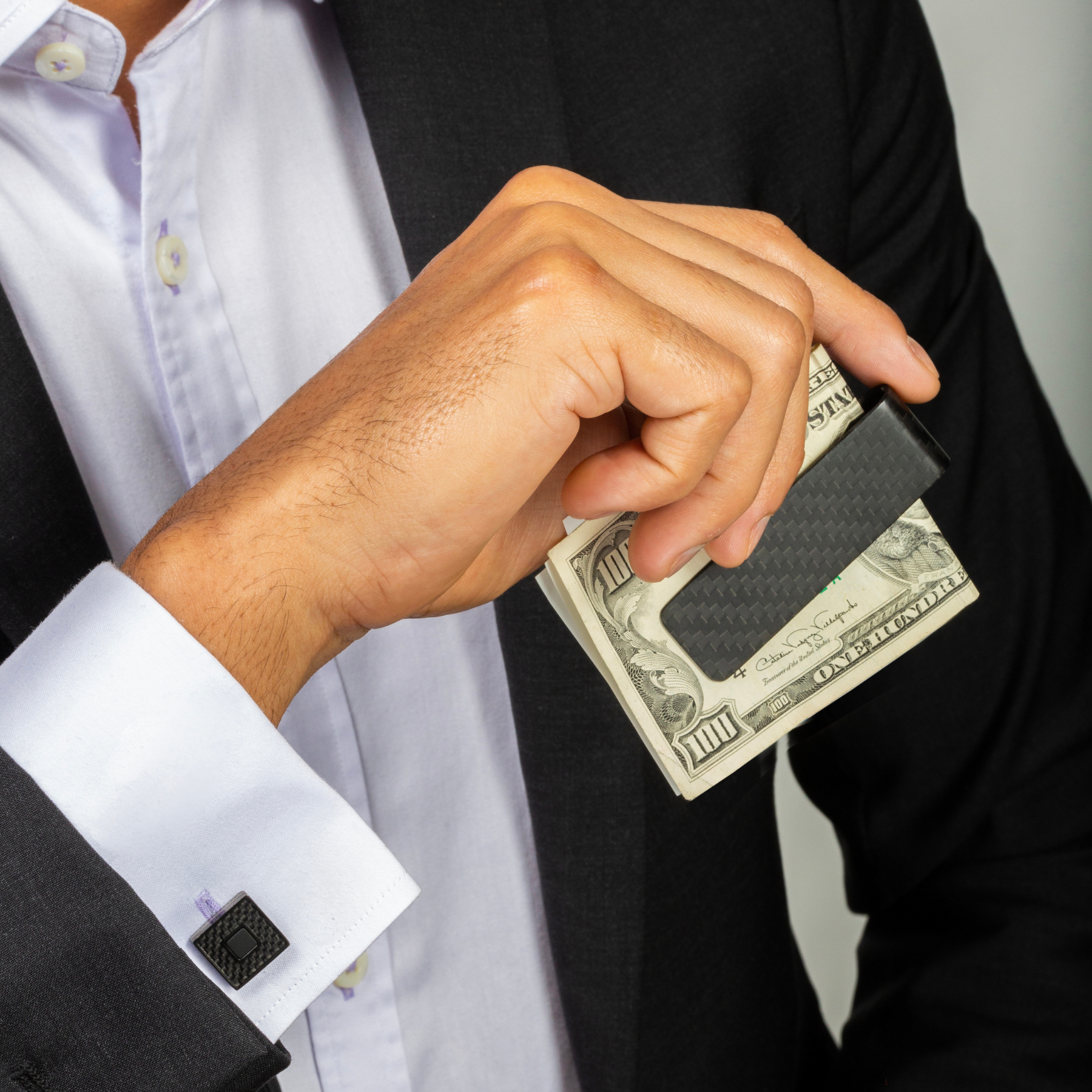 Carbon Ceramic Cufflinks In Grey With Black IP Plated Stainless Steel ...