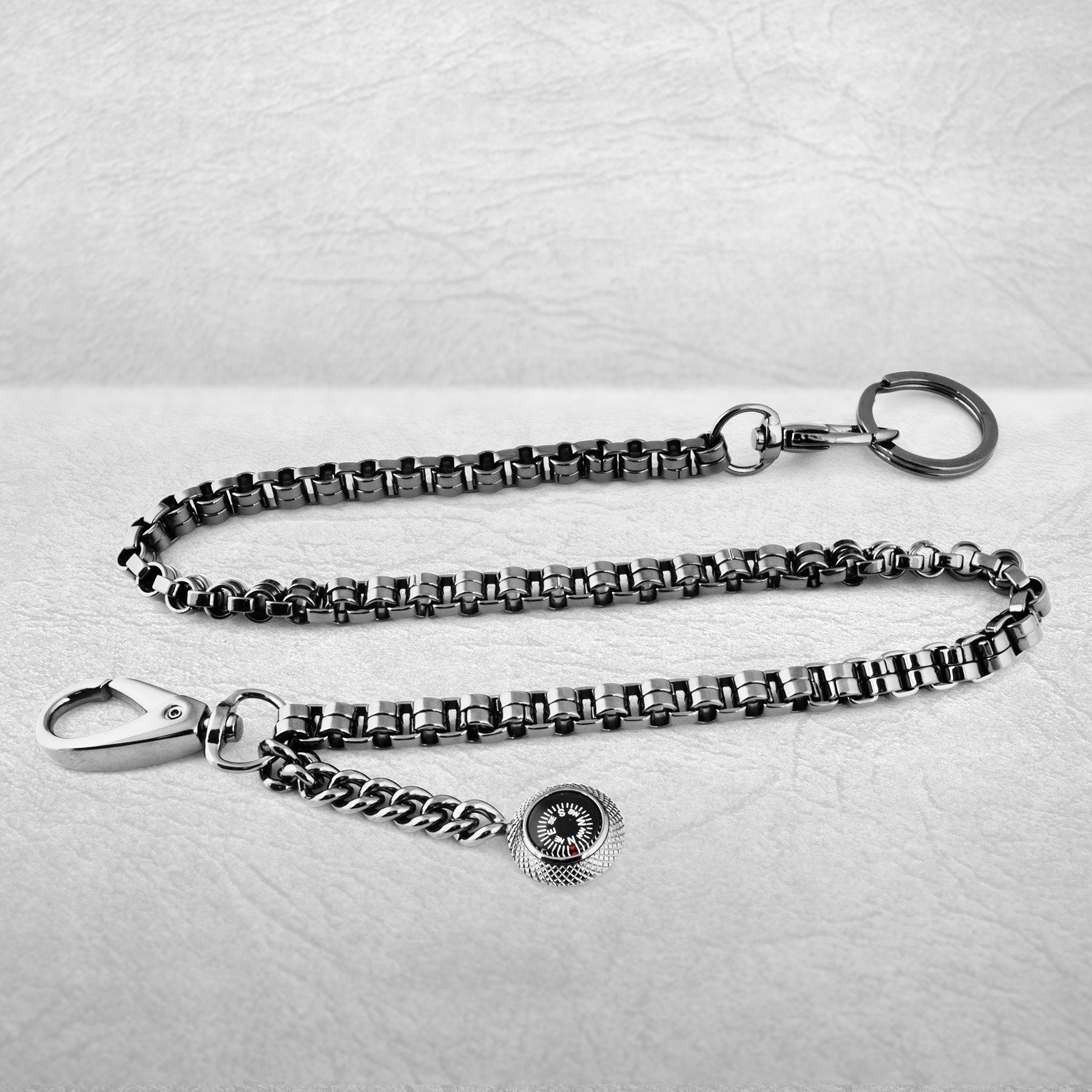 Gunmetal Plated Trouser Chain with Compass Charm – Tateossian