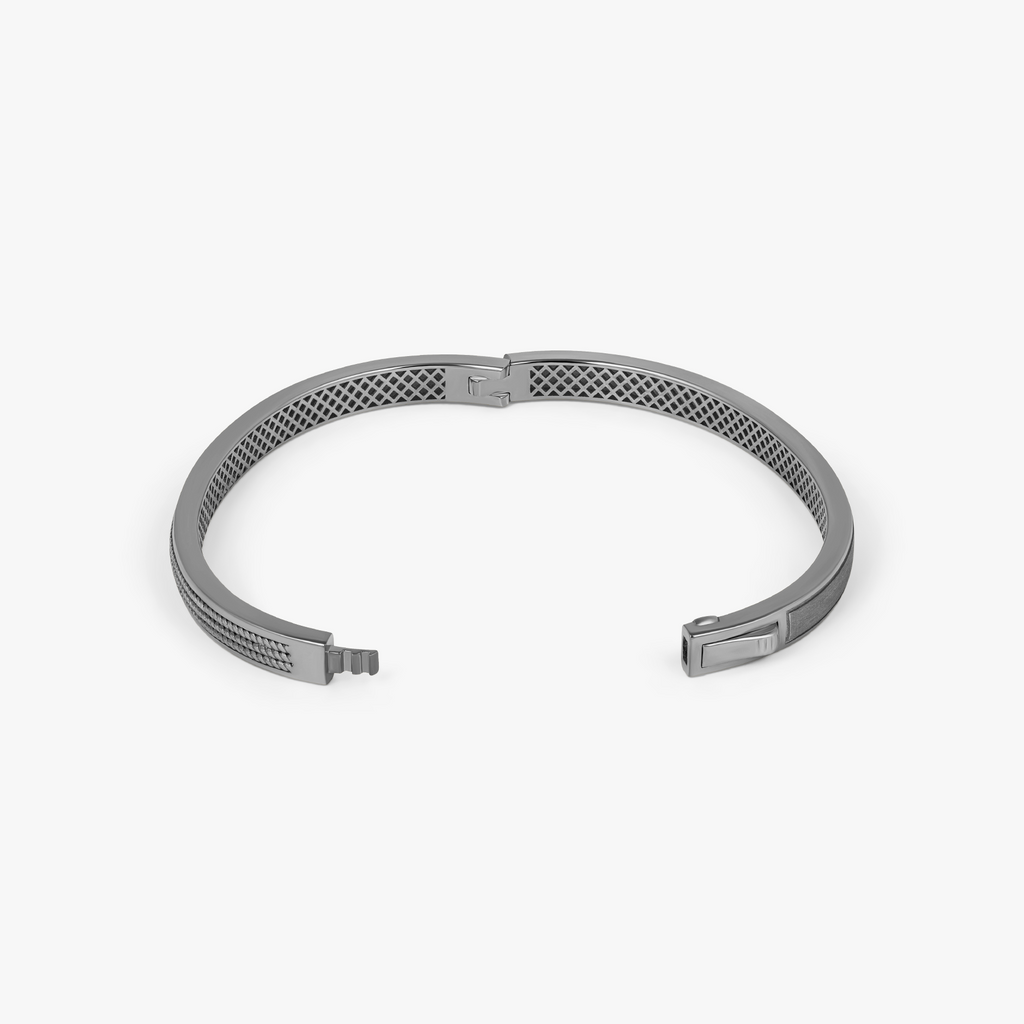 Buckingham Rope Hinge Cuff Bangle in Black Rhodium Silver – Tateossian
