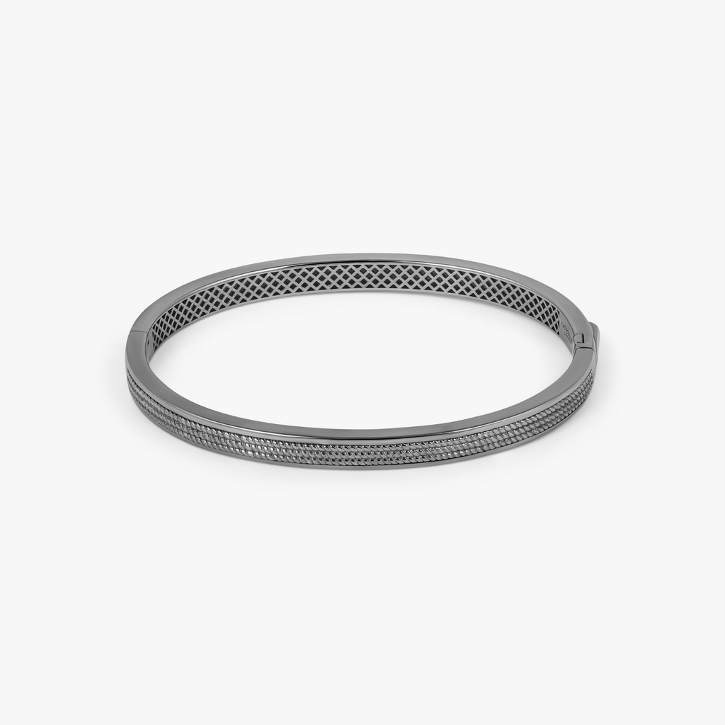 Buckingham Rope Hinge Cuff Bangle in Black Rhodium Silver – Tateossian