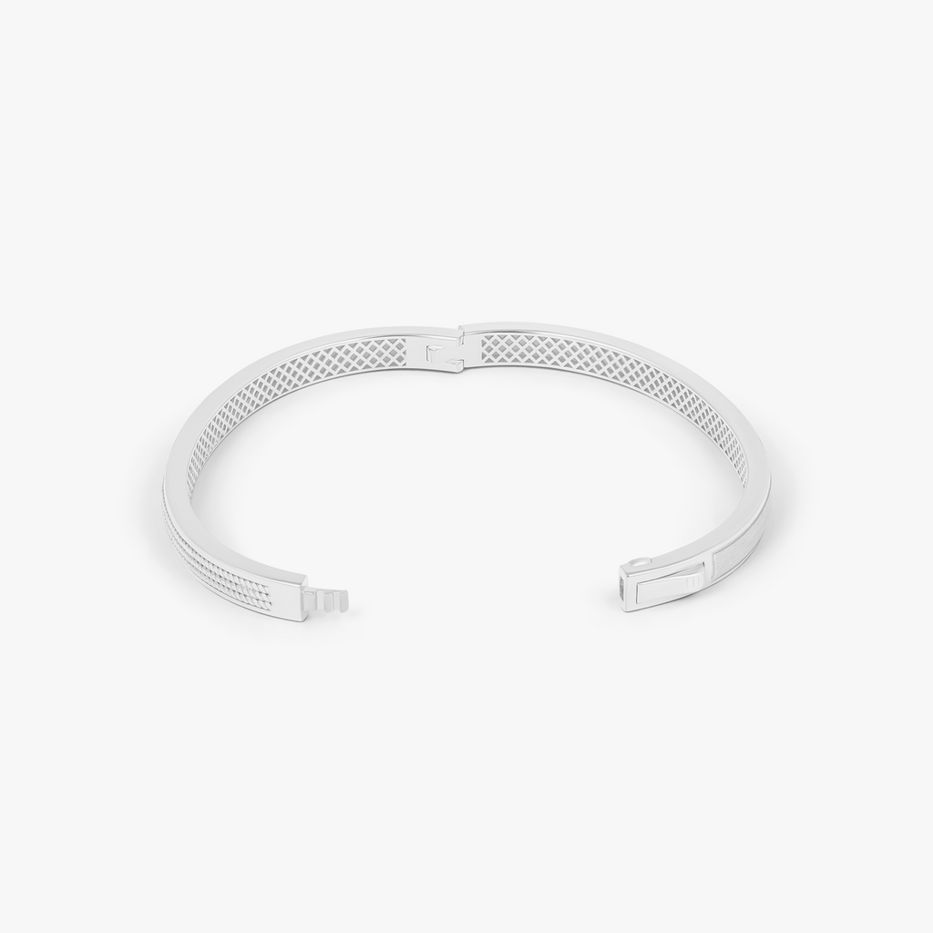 Buckingham Rope Hinge Cuff Bangle in Rhodium Silver – Tateossian