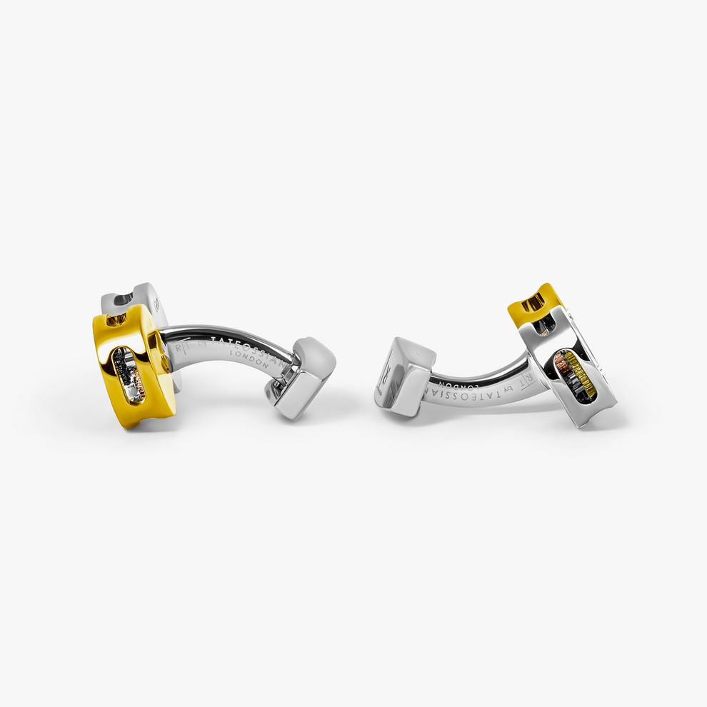 Infinity Gear Cufflinks in Palladium Plated with Multicolour Gears ...