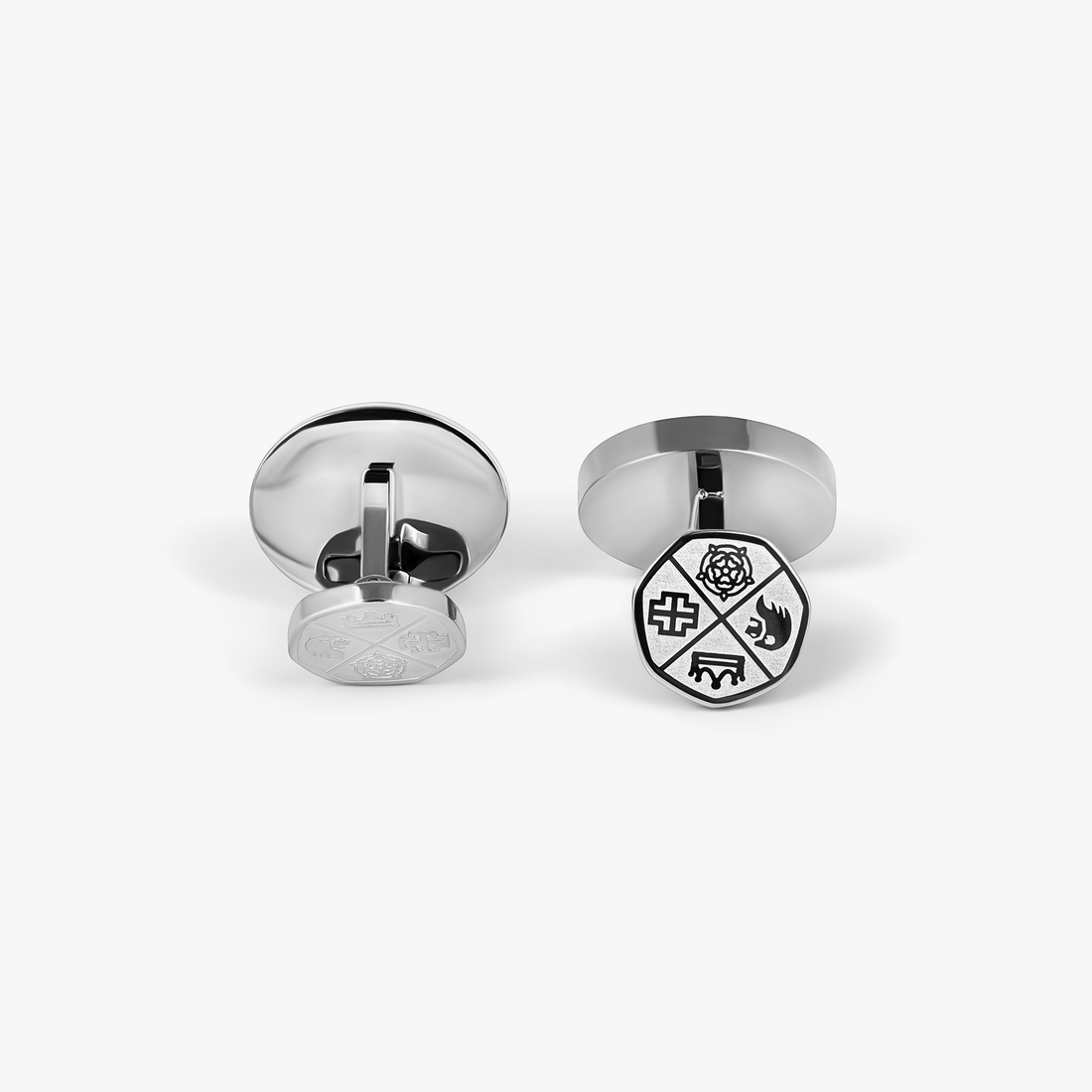 Regalia Lion Cufflinks in Stainless Steel with Black Carbon Fibre ...