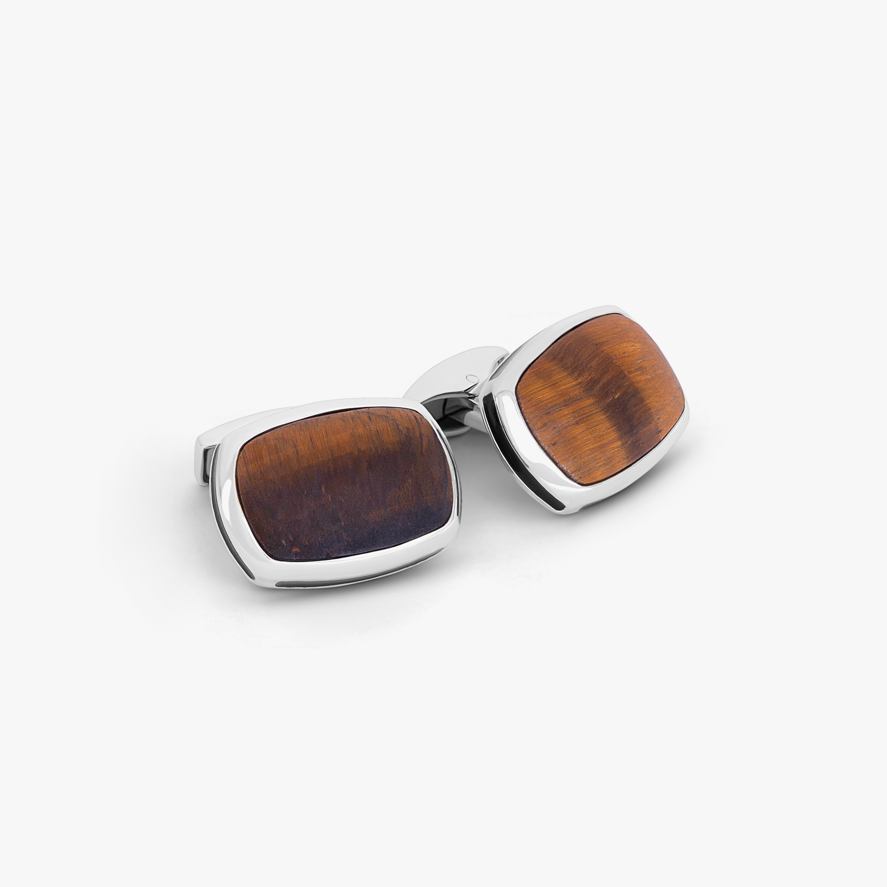 Signature Pillow bullet Cufflinks In Rhodium Plated Silver with Tiger ...