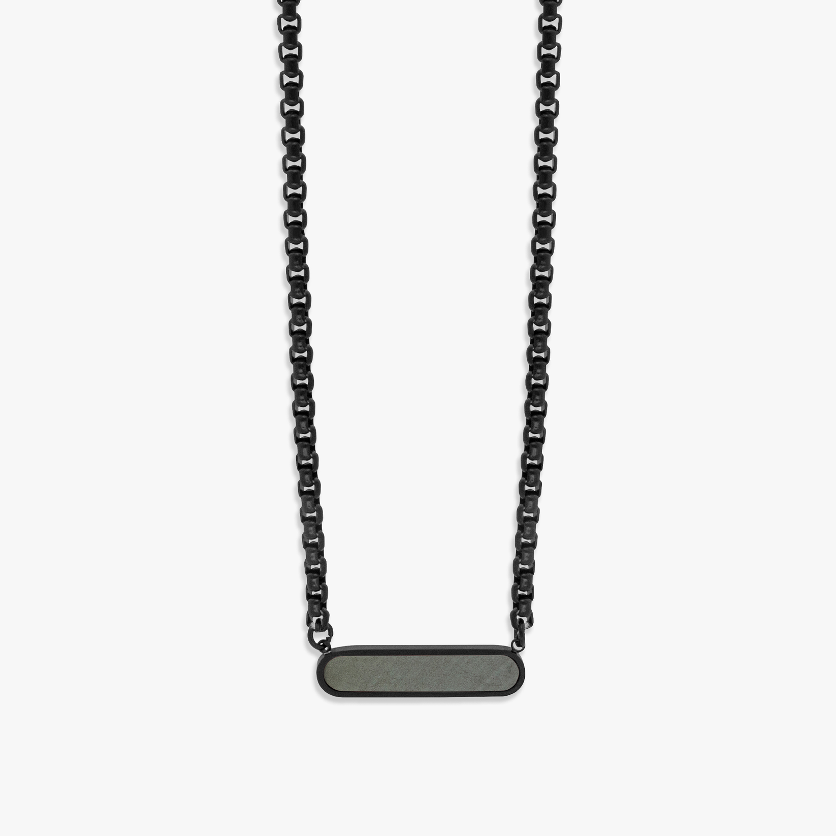 Black IP stainless steel RT Elements necklace with hematite – Tateossian