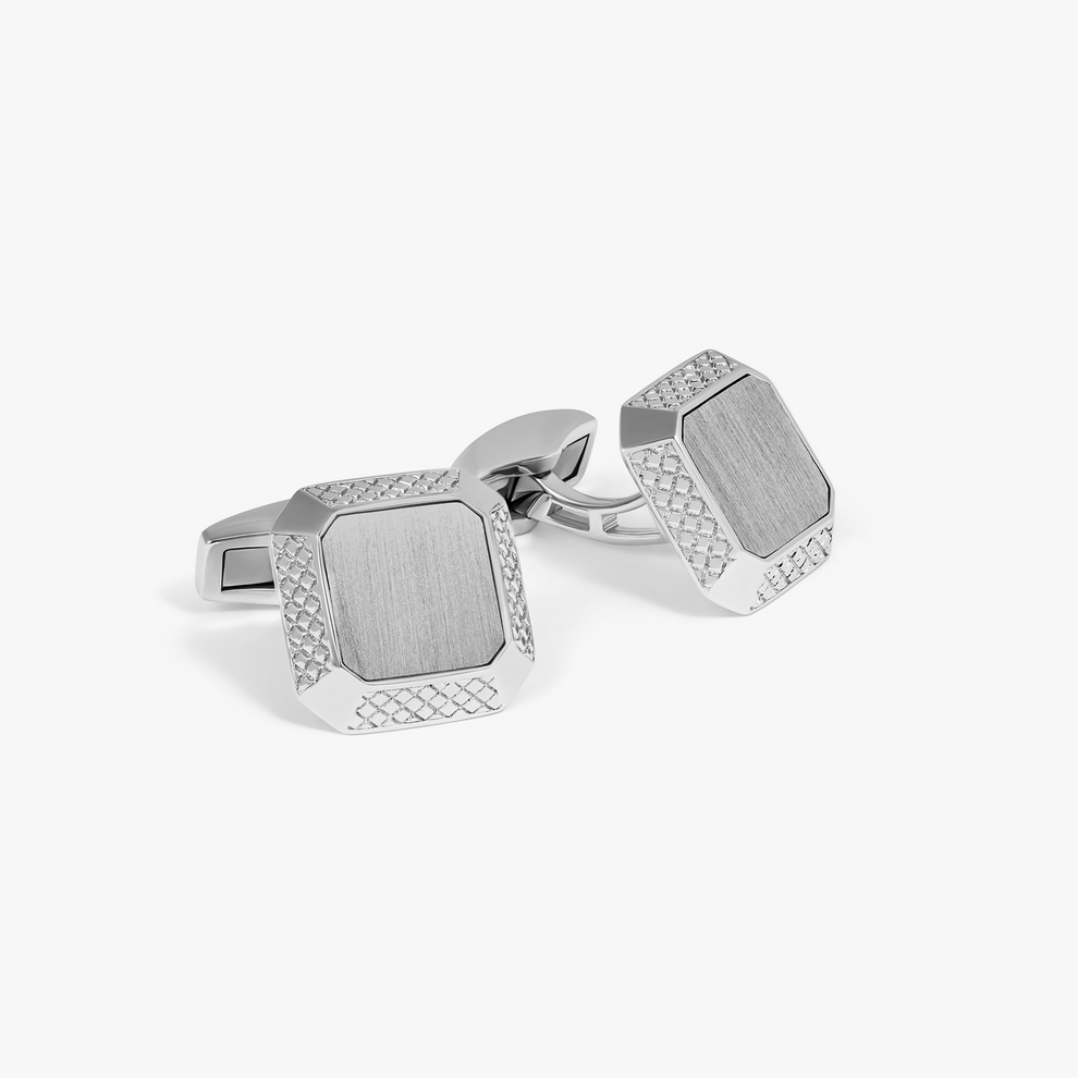 Signature Octo Cufflinks In Rhodium Plated Silver – Tateossian
