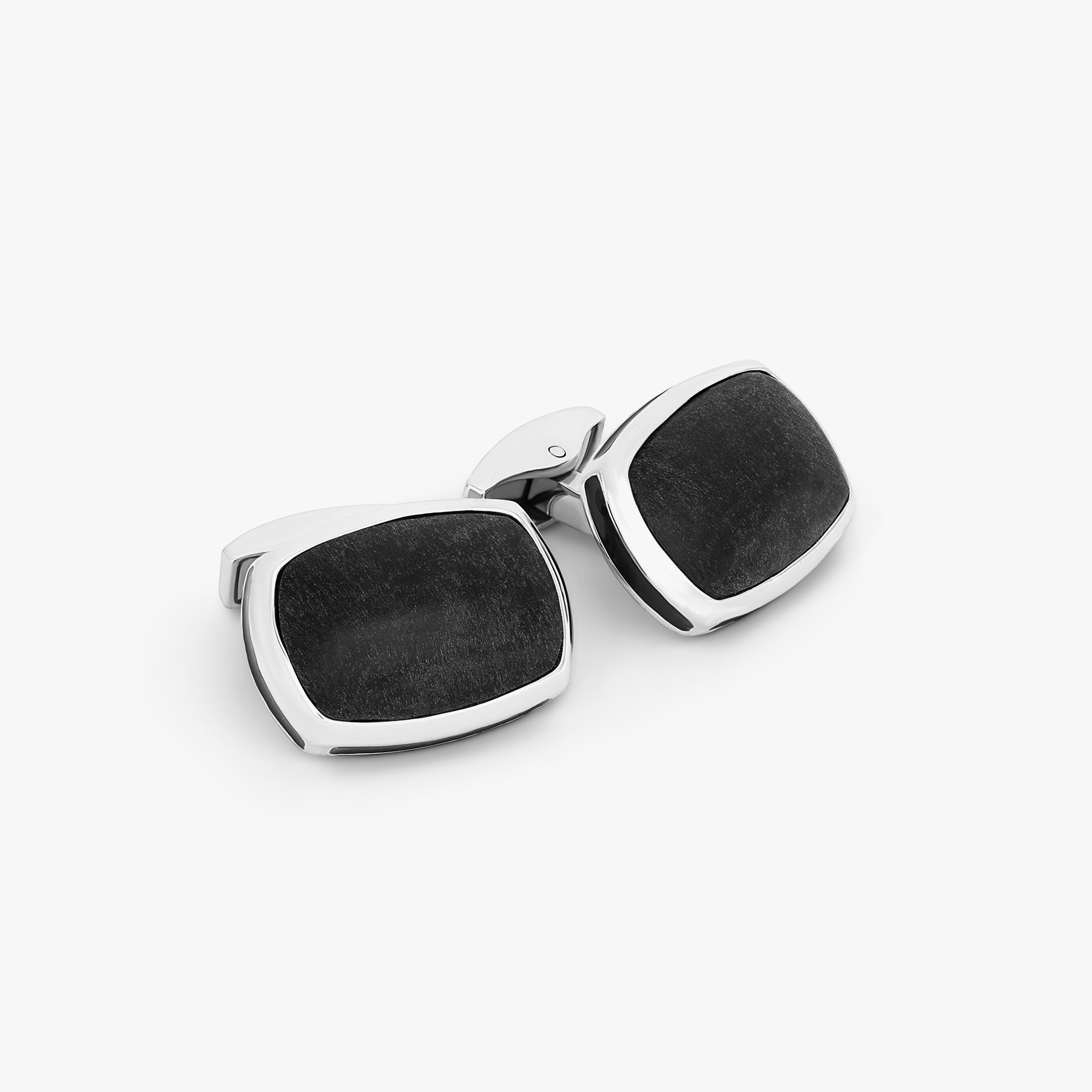 Signature Pillow bullet cufflinks with matte onyx in sterling silver ...